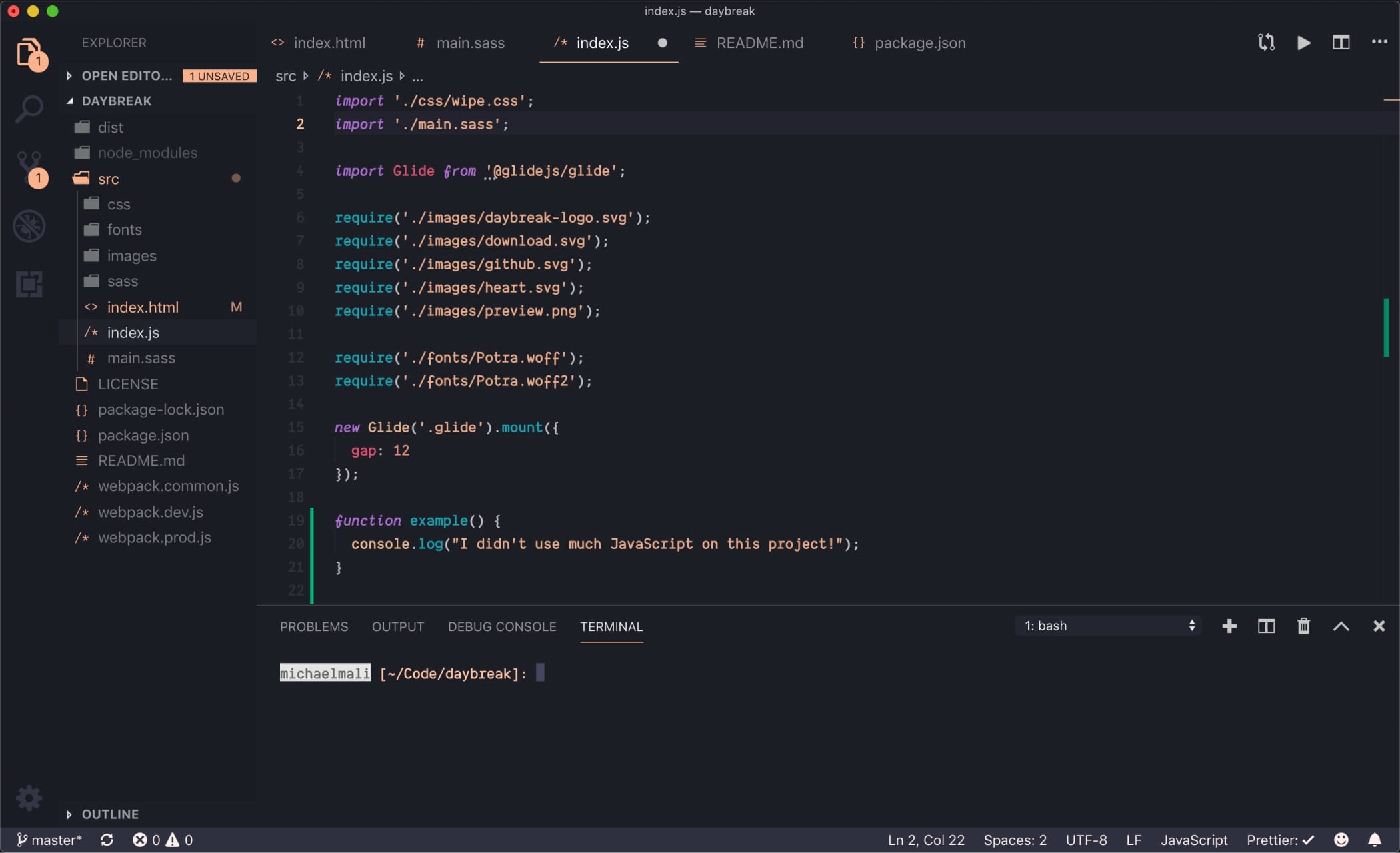 Daybreak - A VS Code theme for those who work through the night.